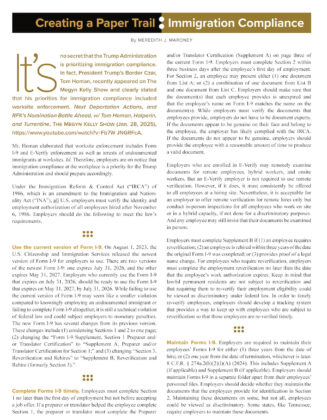 Creating a Paper Trail: Immigration Compliance - HRProfessionalsMagazine