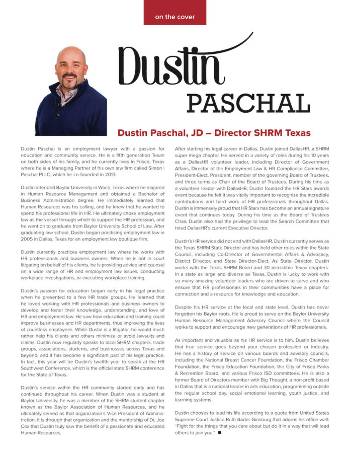Profile: Dustin Paschal, JD, Director SHRM Texas State Council ...