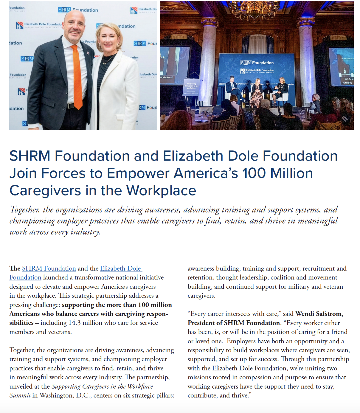SHRM Foundation and the Elizabeth Dole Foundation Join Forces to ...
